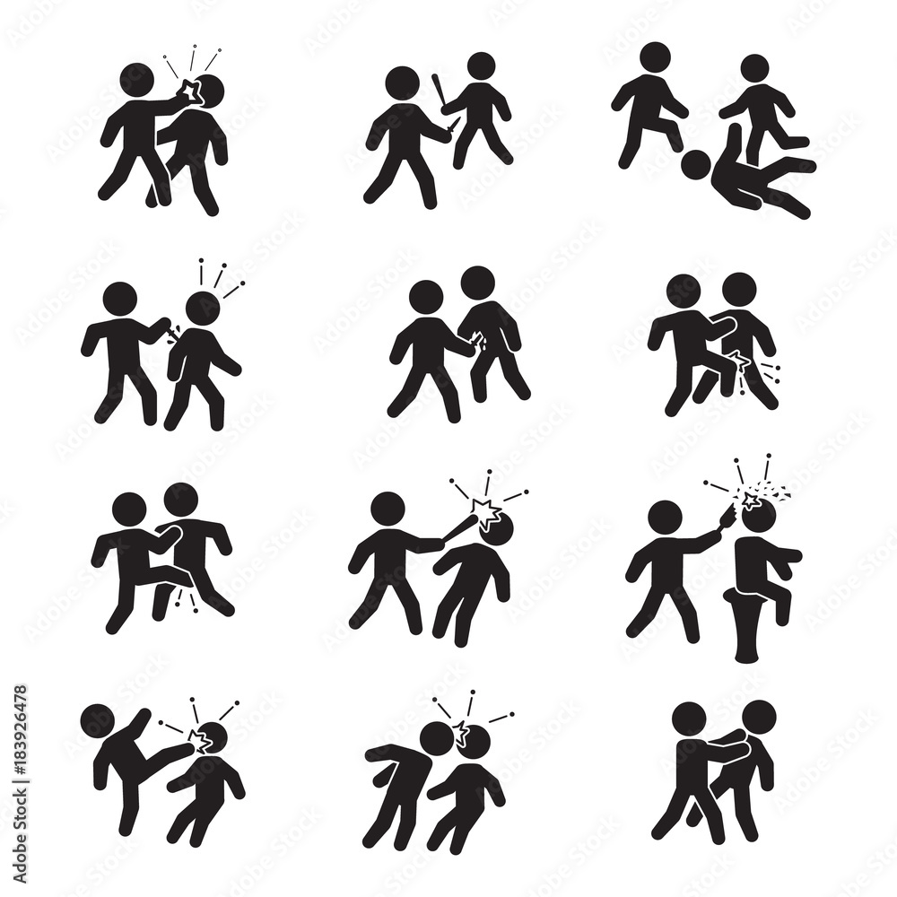 Violence Icon Set Vector Bar Fight Street Fight And Others Stock violence-icon-set-vector-bar-fight-street-fight-and-others-stock