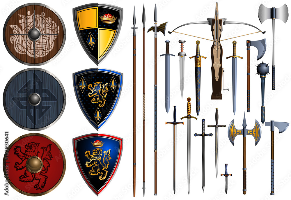 set of different ancient weapons Stock Vector | Adobe Stock