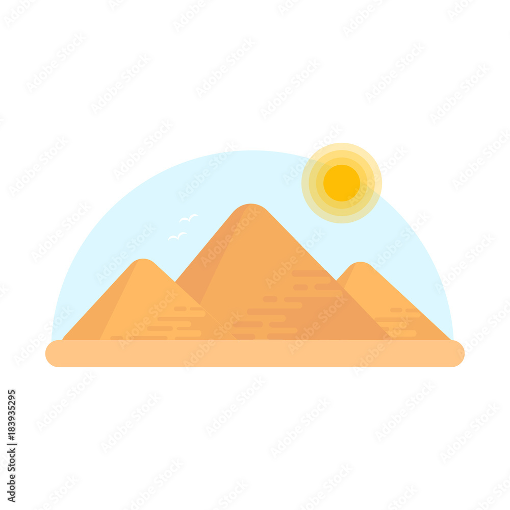 Three Egyptian pyramids of the giza. Vector cartoon illustration Stock ...