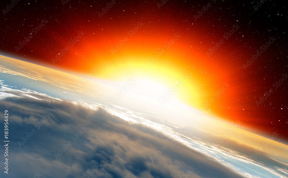 Planet Earth with a spectacular sunset "Elements of this image ...