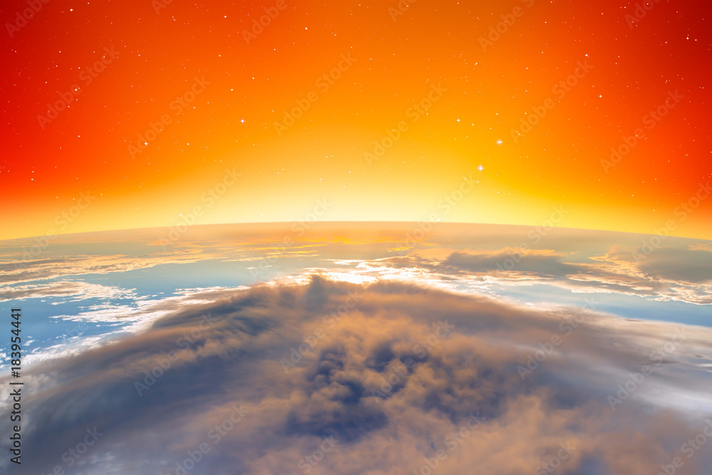 Planet Earth with a spectacular sunset "Elements of this image ...