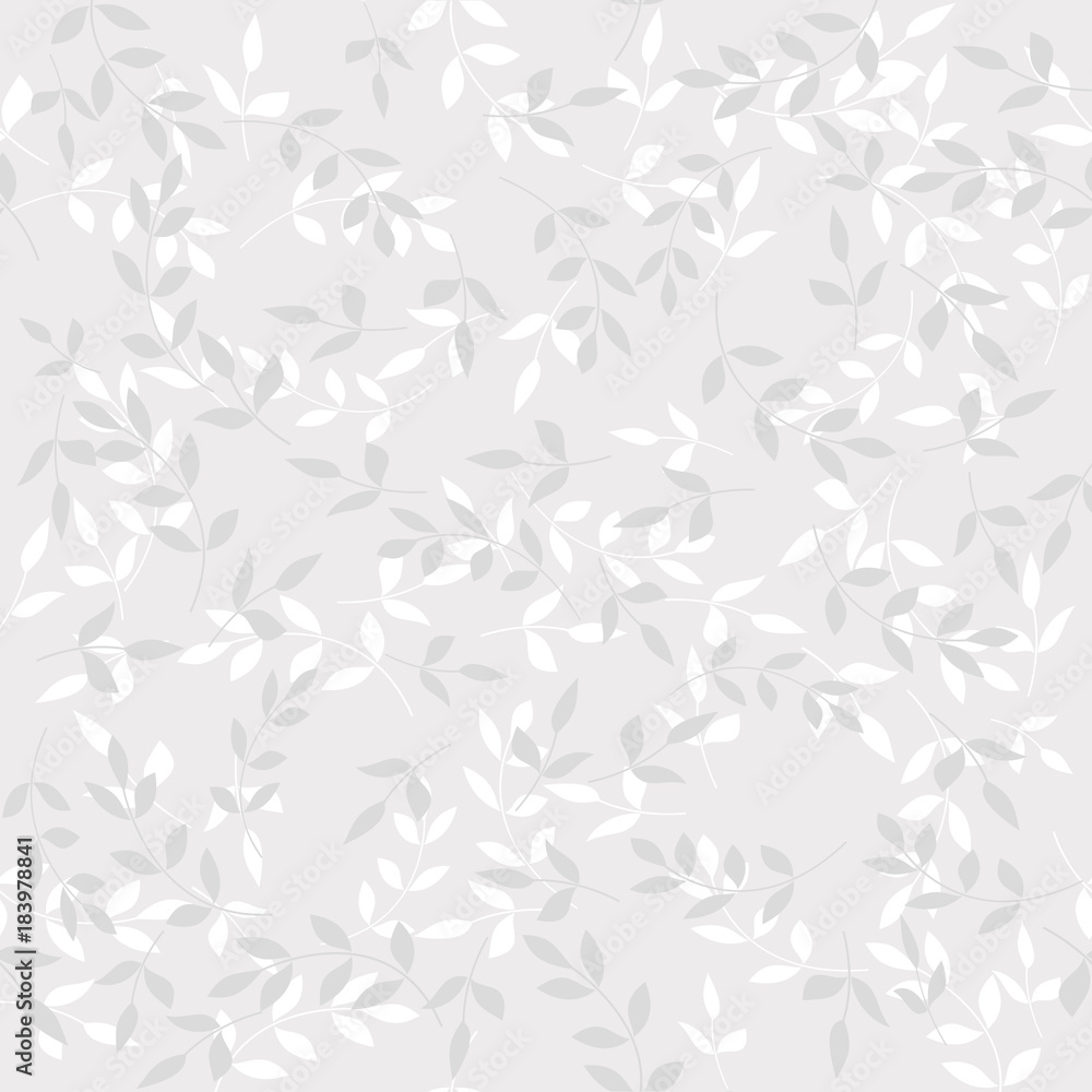 Seamless abstract floral pattern. Grey and white vector background ...