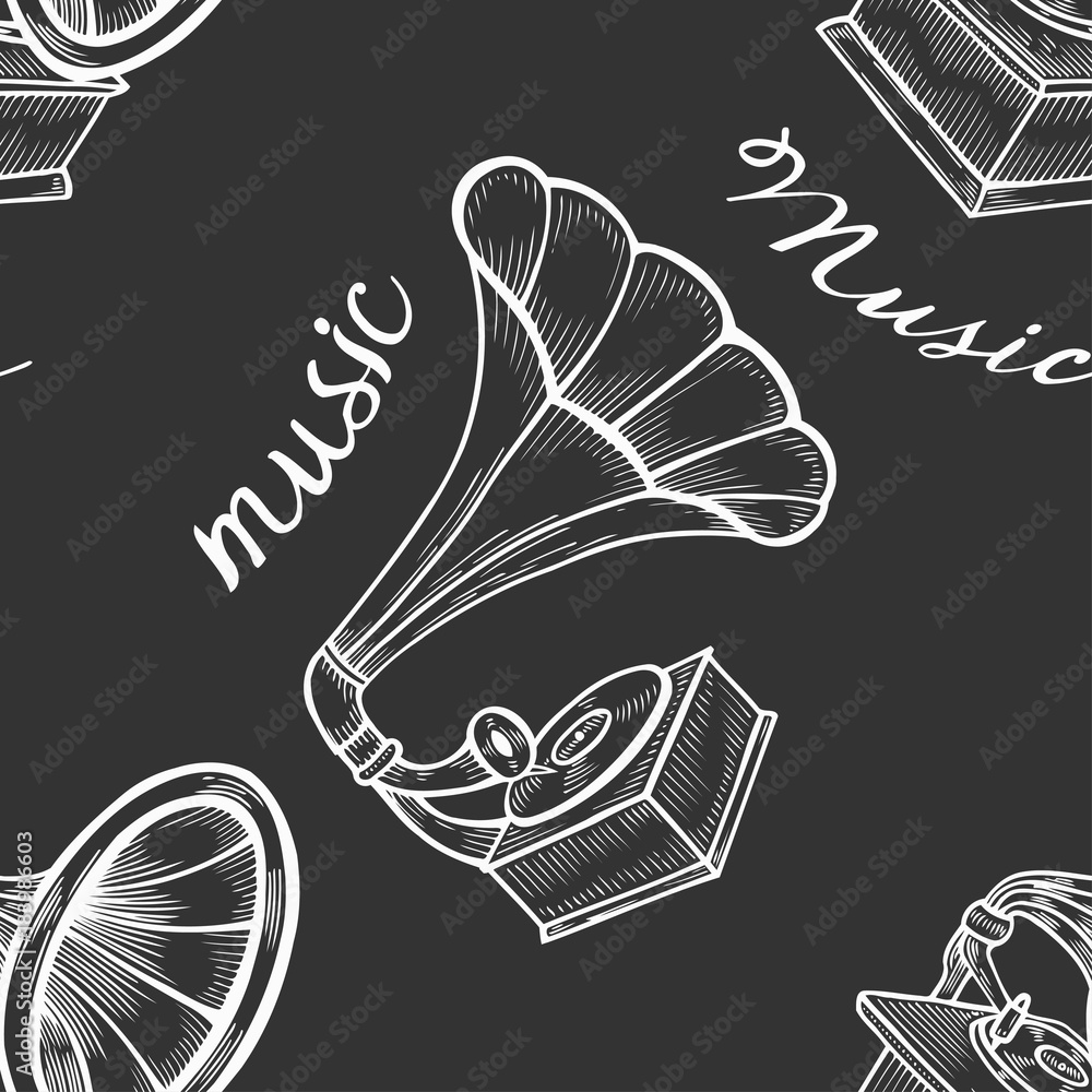 Hand drawn gramophone Stock Vector | Adobe Stock
