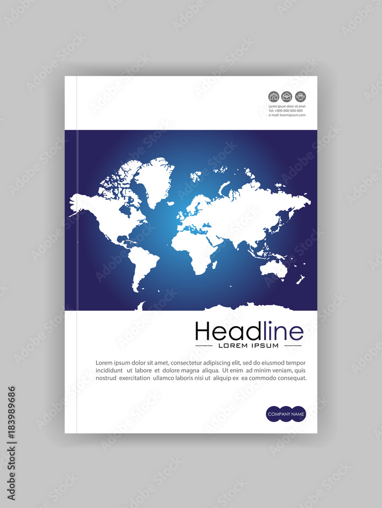 World map banner cover design. Book cover. Journal, conference, annual ...