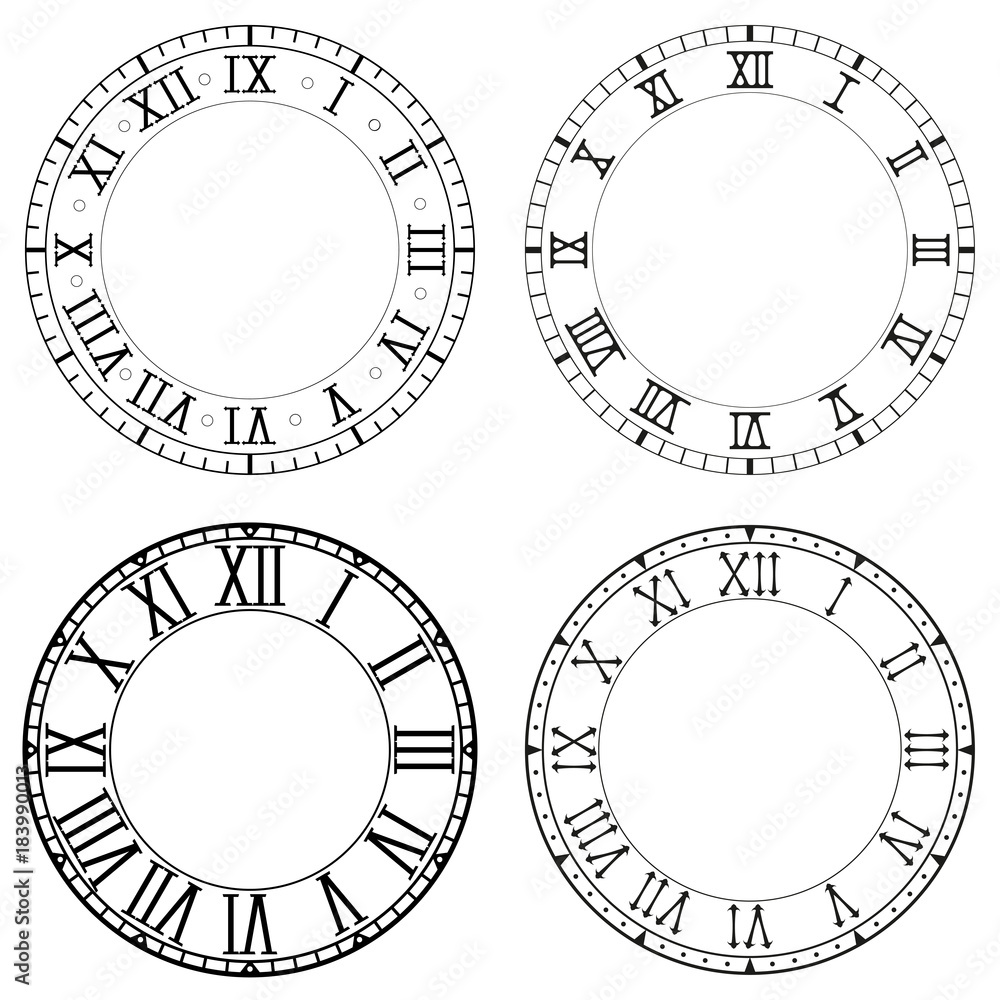 Roman Numerals Clock Clip Art