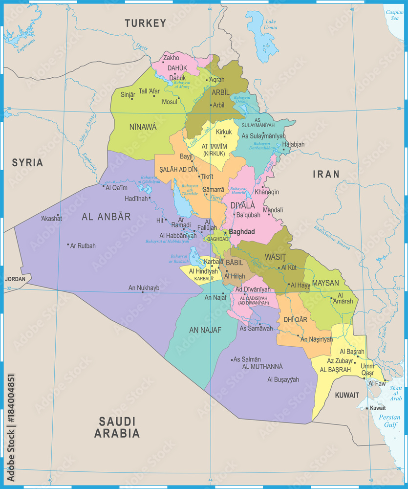 Iraq Map - Detailed Vector Illustration Stock Vector | Adobe Stock