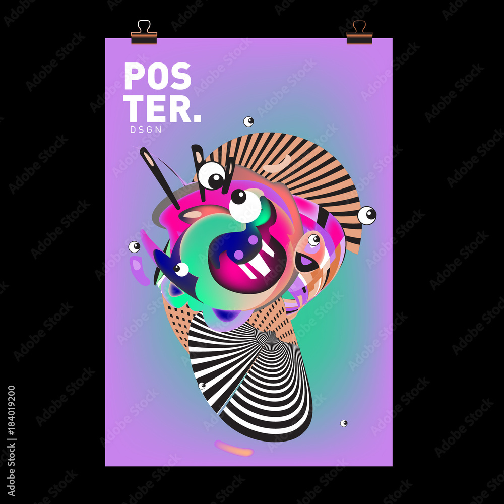 Abstract Colorful curvy liquid covers and poster set. Bubble shapes ...