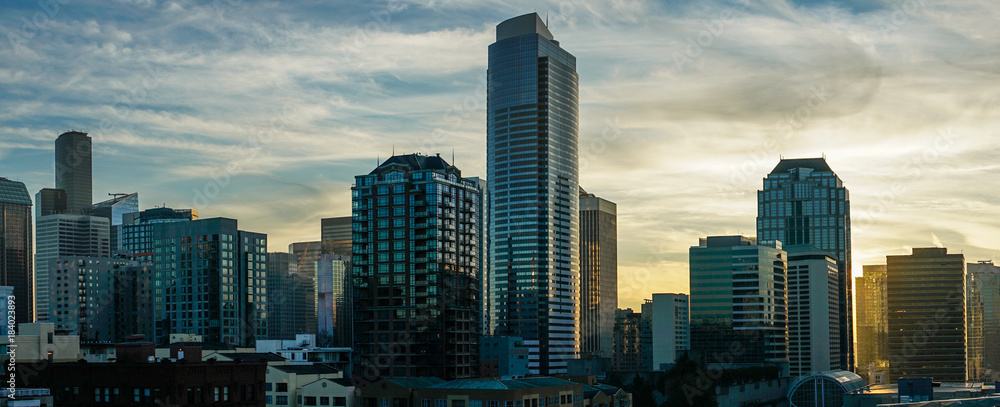 Cityscape Panorama at Dusk Stock Photo | Adobe Stock