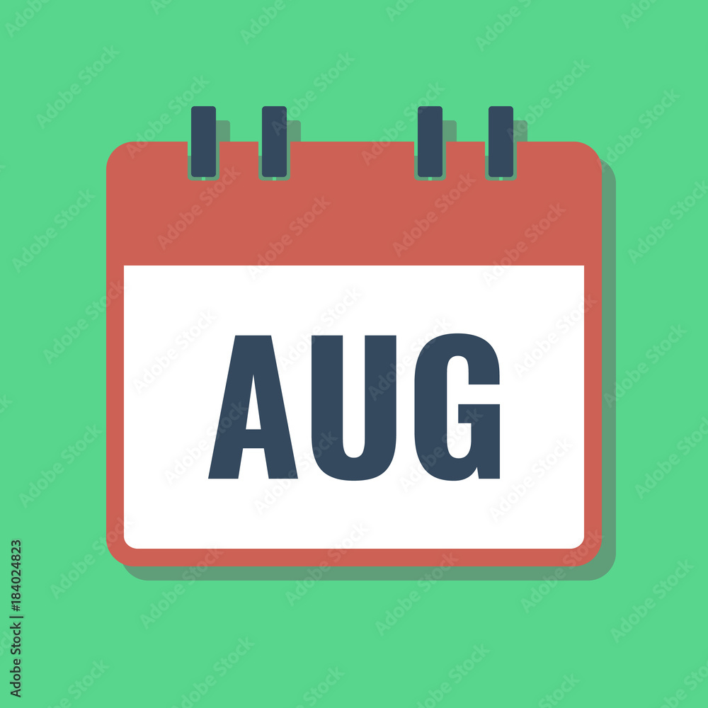 august month name in calendar, flat style vector illustration Stock ...