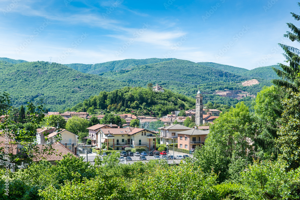 Besano, Italy. Starting point for the Italian side of Mount San Giorgio ...