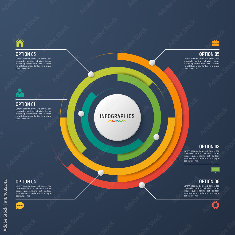 Vector circle chart infographic template for data visualization. Stock ...