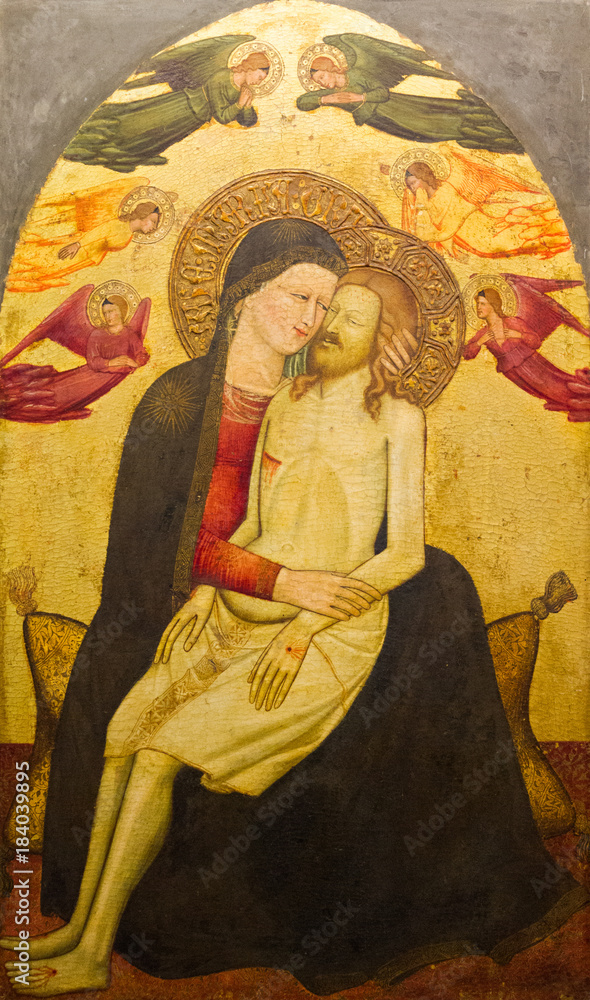 Pavia, Italy. November 11 2017. the painting "Pieta con angeli dolenti ...