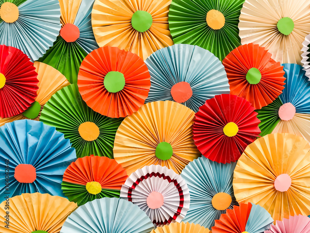 Circle of fans paper pattern background Stock Photo | Adobe Stock