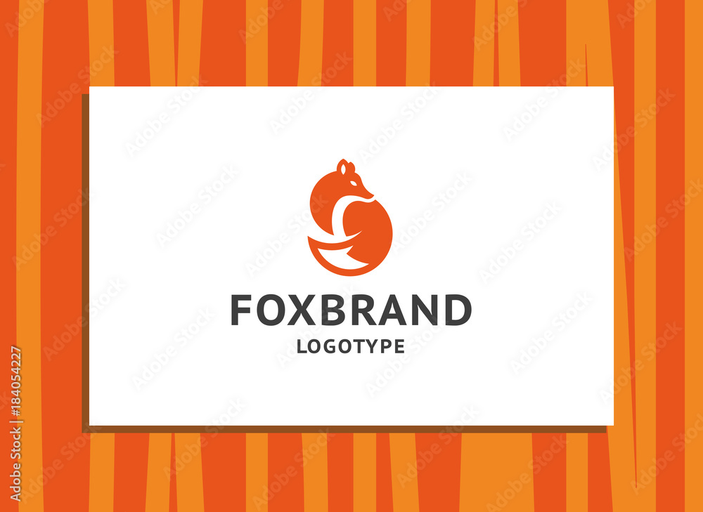 Fox brand - the orange fox logo, emblem, illustration in a minimalistic ...