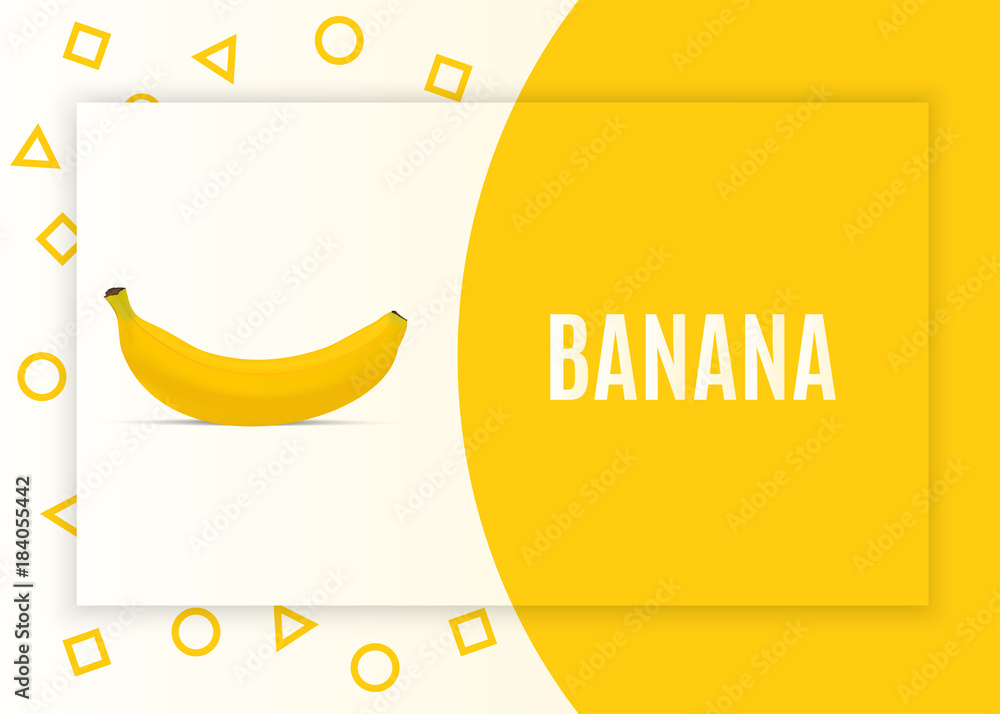 Realistic banana. Modern minimal banner design with geometric shapes ...