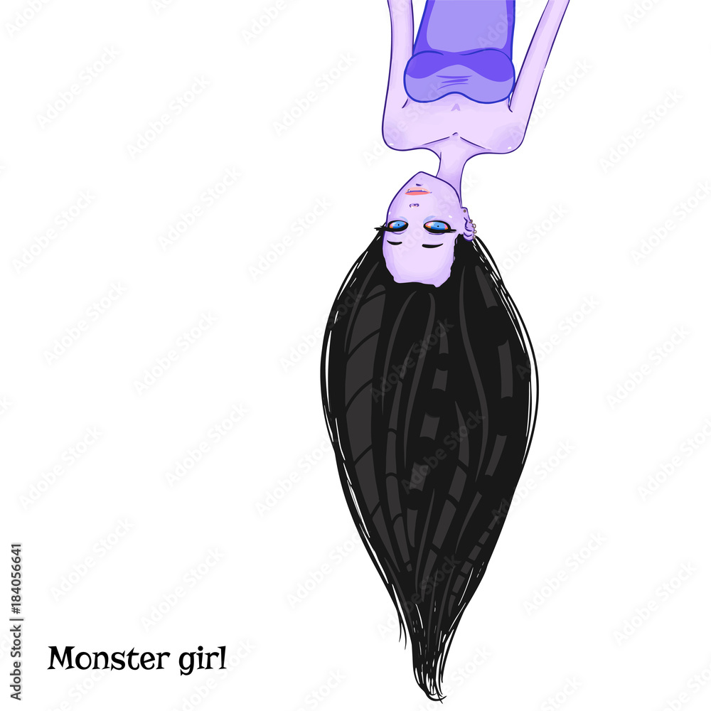 Girl Hanging Upside Down Drawing