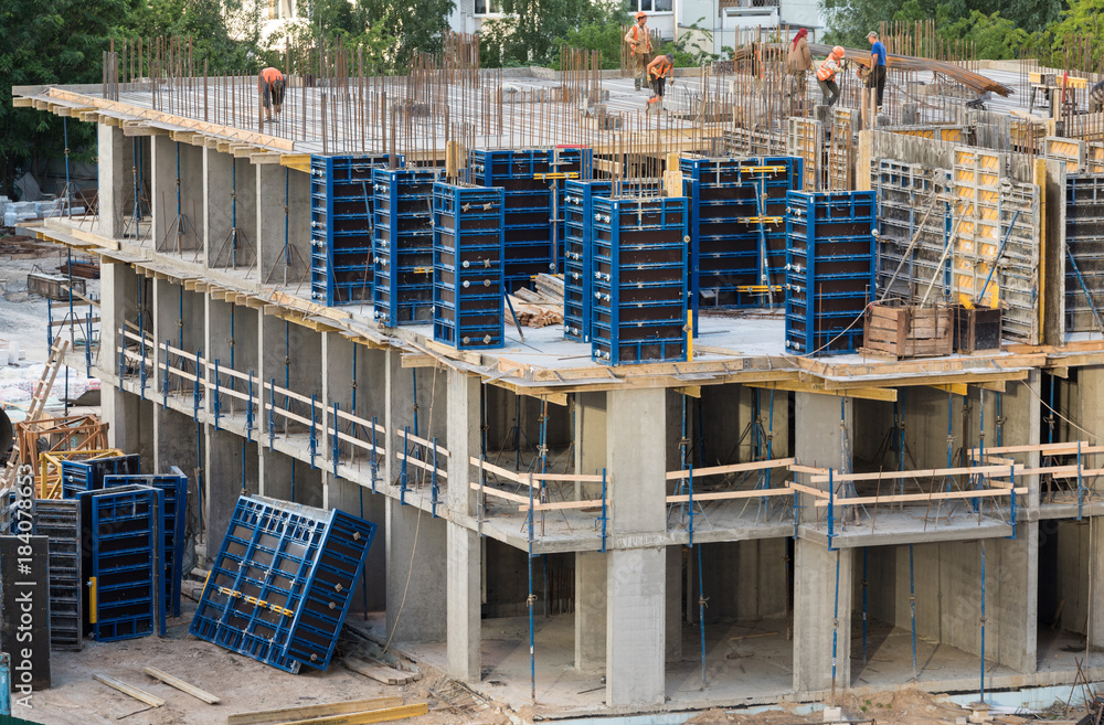 The reinforcement slab building. Floor slab. Stage of construction ...