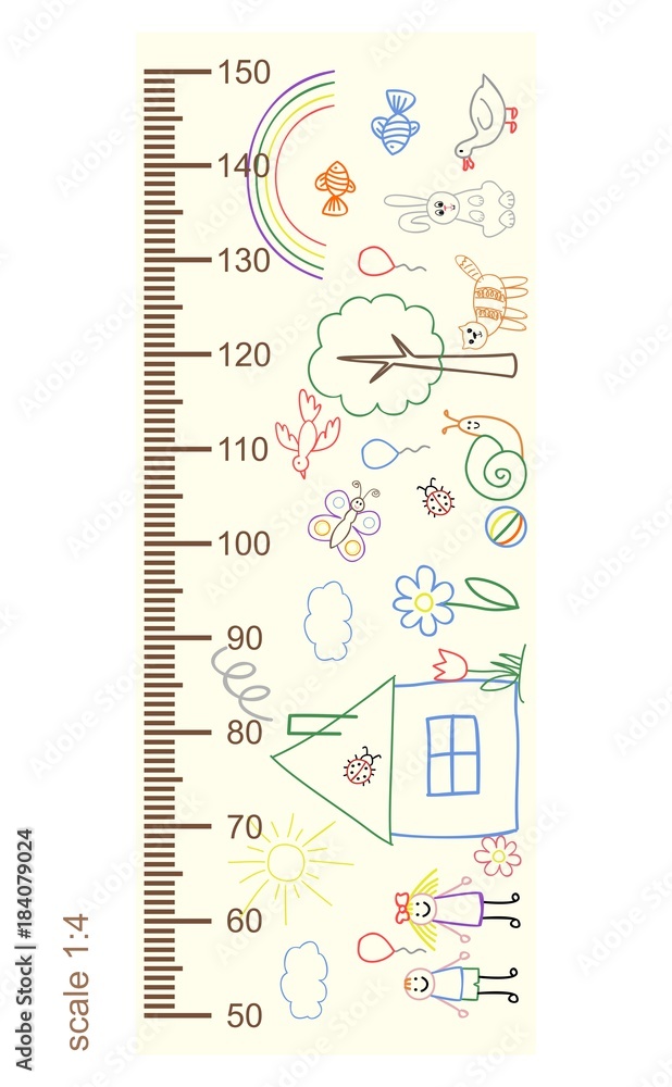 Measure growth, measure children's drawings, height(in proportion 1:4 ...