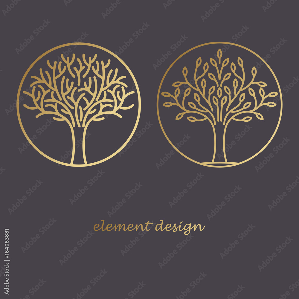 Set of icons of trees. Stock Vector | Adobe Stock