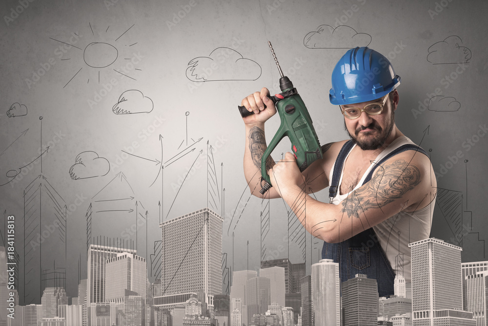 City plan with worker. Stock Photo | Adobe Stock