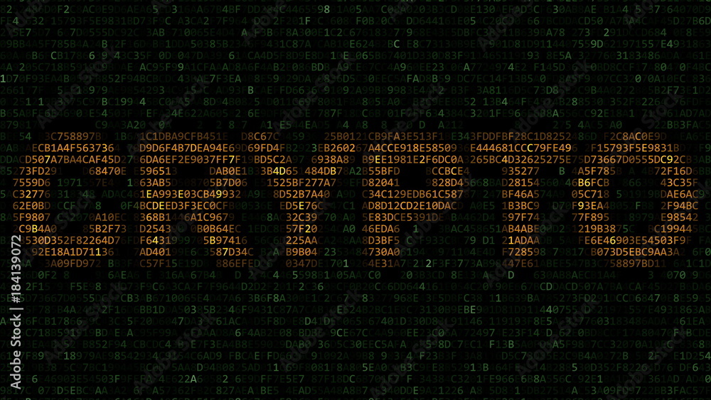 CRYPTO word made of hexadecimal symbols on computer screen. 3D ...