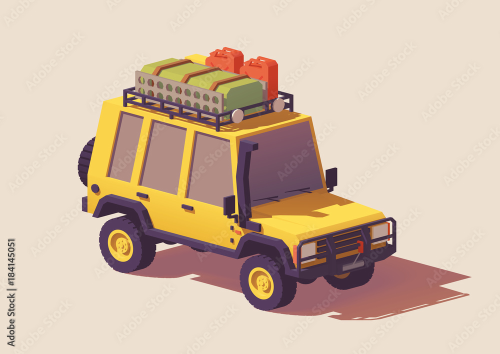 Vector low poly off-road 4x4 SUV car Stock Vector | Adobe Stock