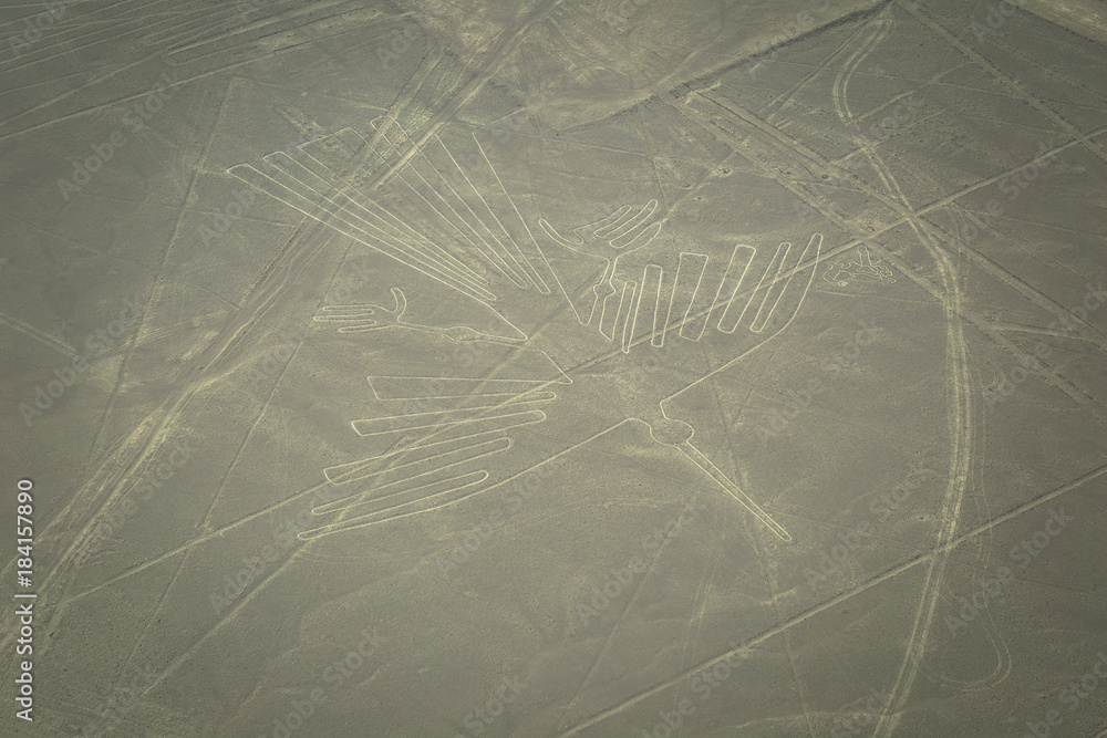 Nazca, Peru - August 14, 2017: Condor figure of the Nazca lines in ...