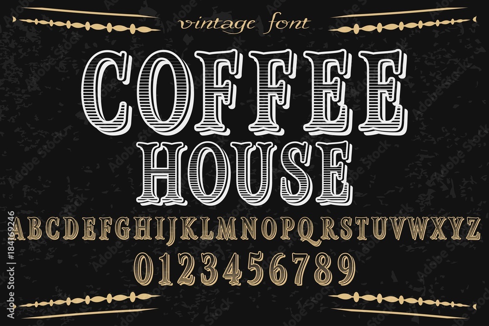 Font alphabet Script Typeface handcrafted handwritten vector label ...