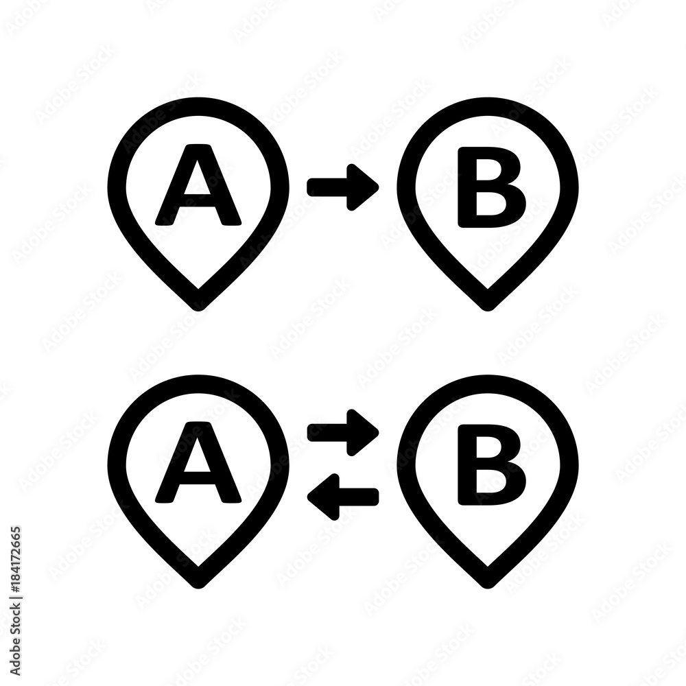 Location Pin Icons For Travel. Vector Illustration Of Two Strait ...
