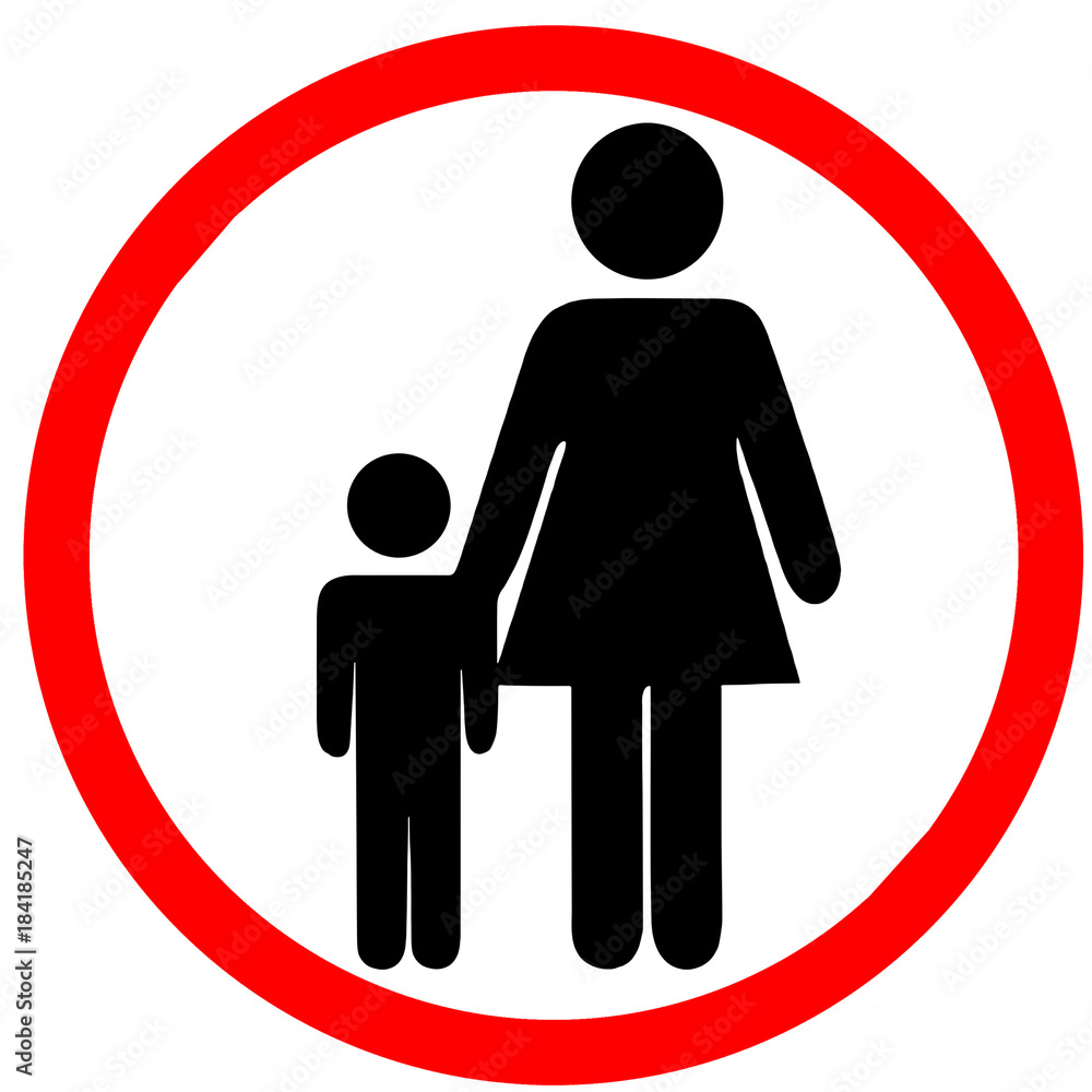 unattended children hazard warning information red circle road sign ...