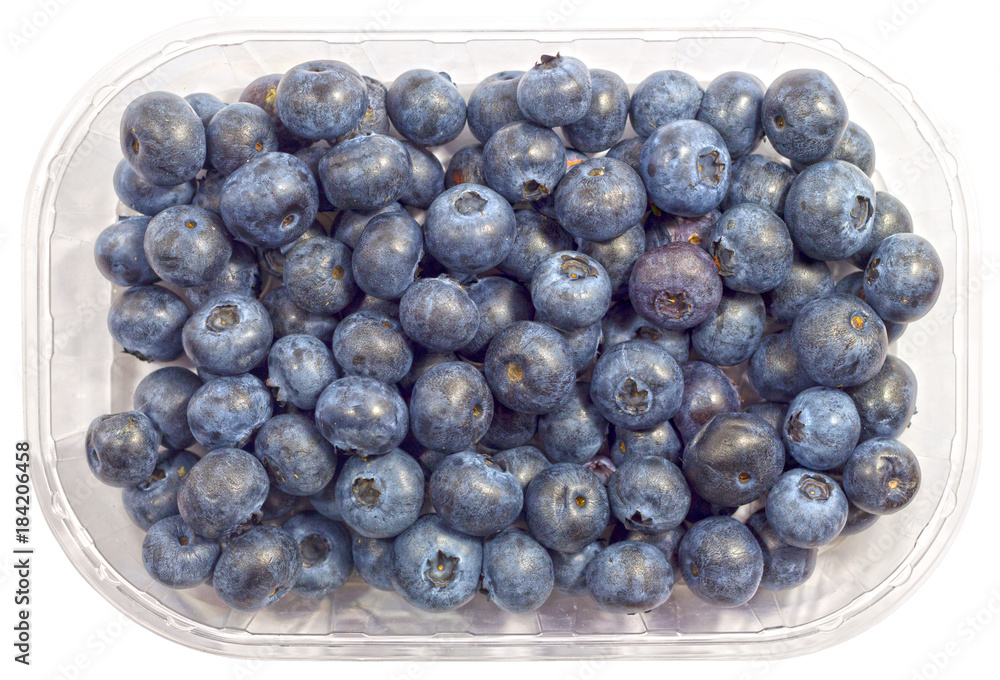 Blueberry package isolated on a white background with a clipping path ...