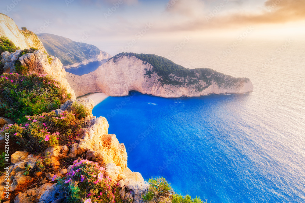 Greece, Zante island in Ionian Sea, Mediterranean area. Navagio ...