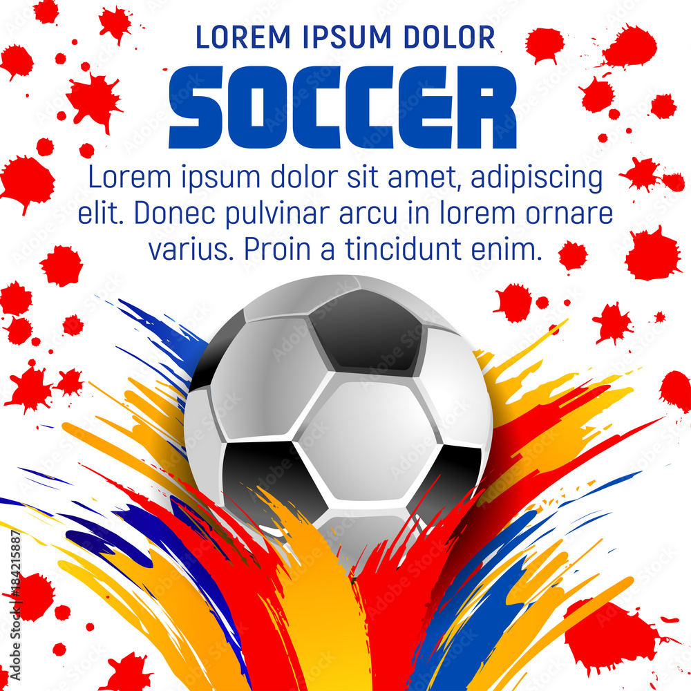 Football or soccer ball poster with paint splatter Stock Vector | Adobe ...