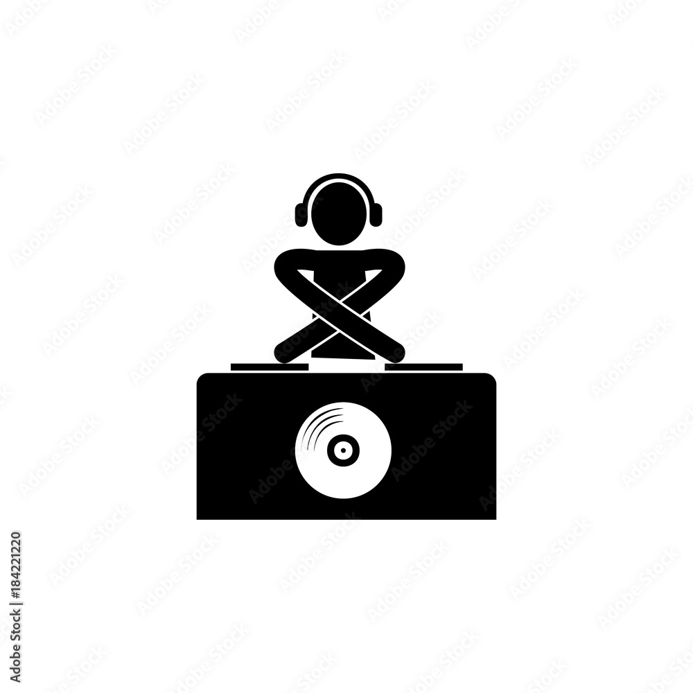 DJ Man in Headphones at DJ Station Icon. Night club icon. Element of ...