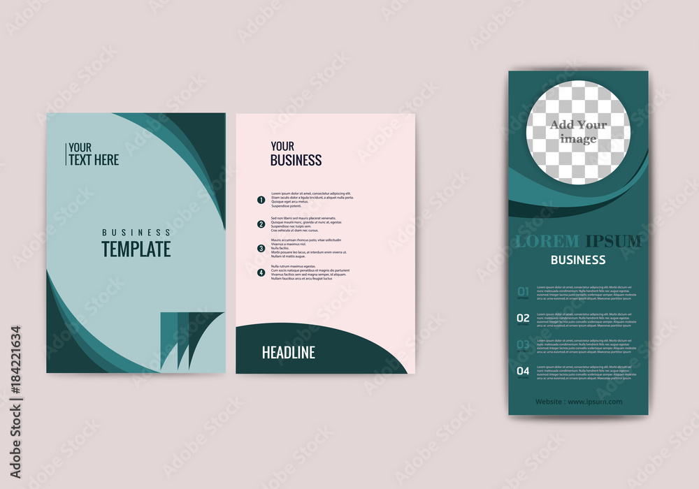 Flyer design elements on website banner on background page. Vector ...
