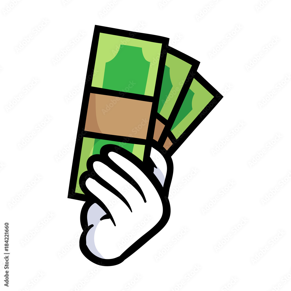 Cartoon Hand Holding Cash Money Stock Vector | Adobe Stock