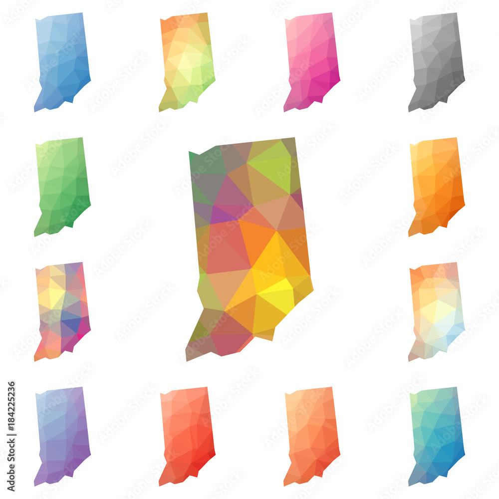 Indiana geometric polygonal, mosaic style us state maps collection ...