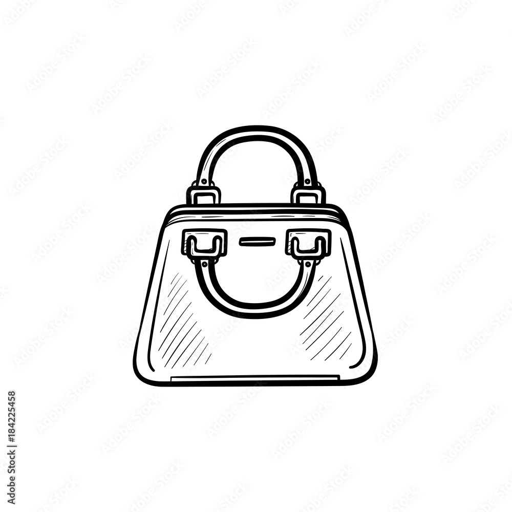 Vector hand drawn handbag outline doodle icon. Female handbag sketch ...