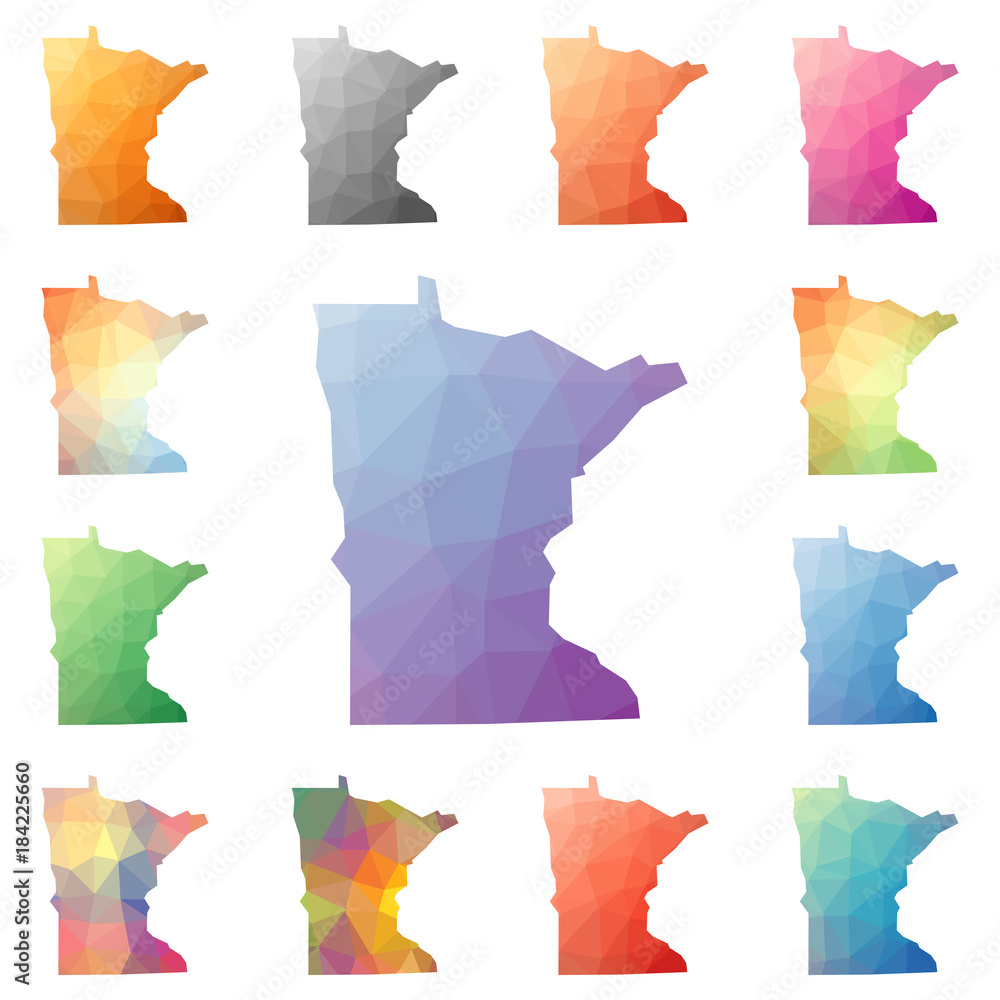 Minnesota geometric polygonal, mosaic style us state maps collection ...