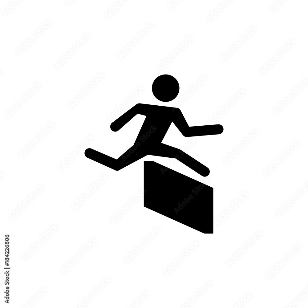 Runner over barrier icon. Silhouette of an athlete icon. Sportsman ...