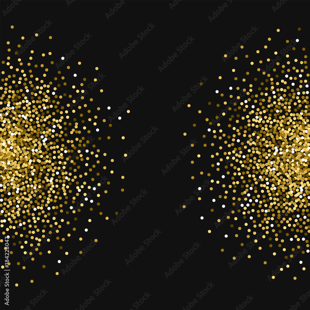 Round gold glitter. Half circles with round gold glitter on black background. Neat Vector ...
