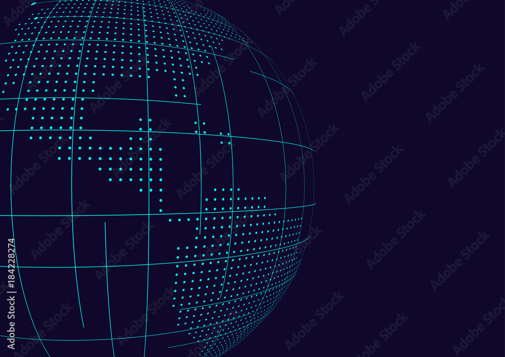 point and line composed world map,representing the global,Global ...