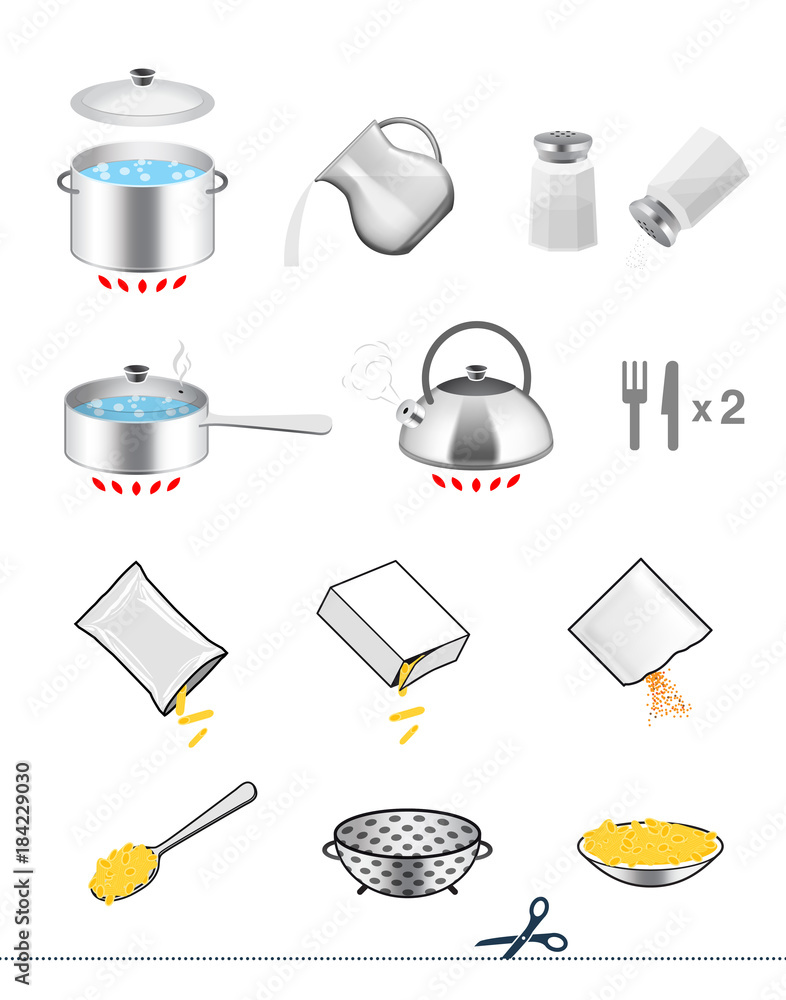 Cooking and preparation icons. Set of sign for detailed guideline ...