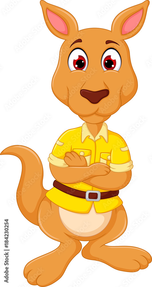cute kangaroo cartoon standing with smiling Stock Illustration | Adobe ...