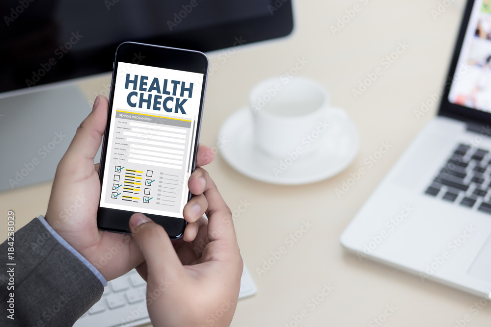 Digital HEALTH CHECK Concept working with computer interface as medical ...
