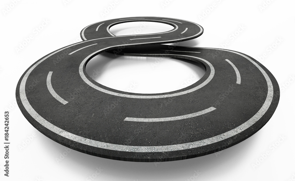 Infinity symbol shaped road. 3D illustration Stock Illustration | Adobe ...