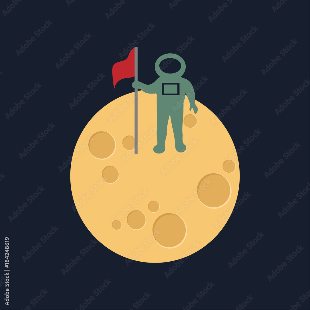 Moon in flat dasign style. Night space astronomy and nature moon icon ...