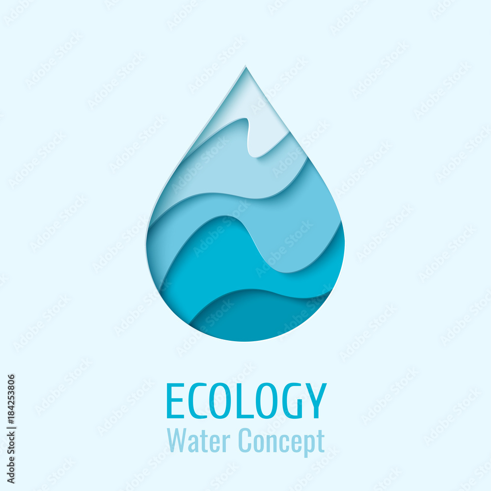 Water drop Ecology logo design template. Vector abstract waterdrop ...