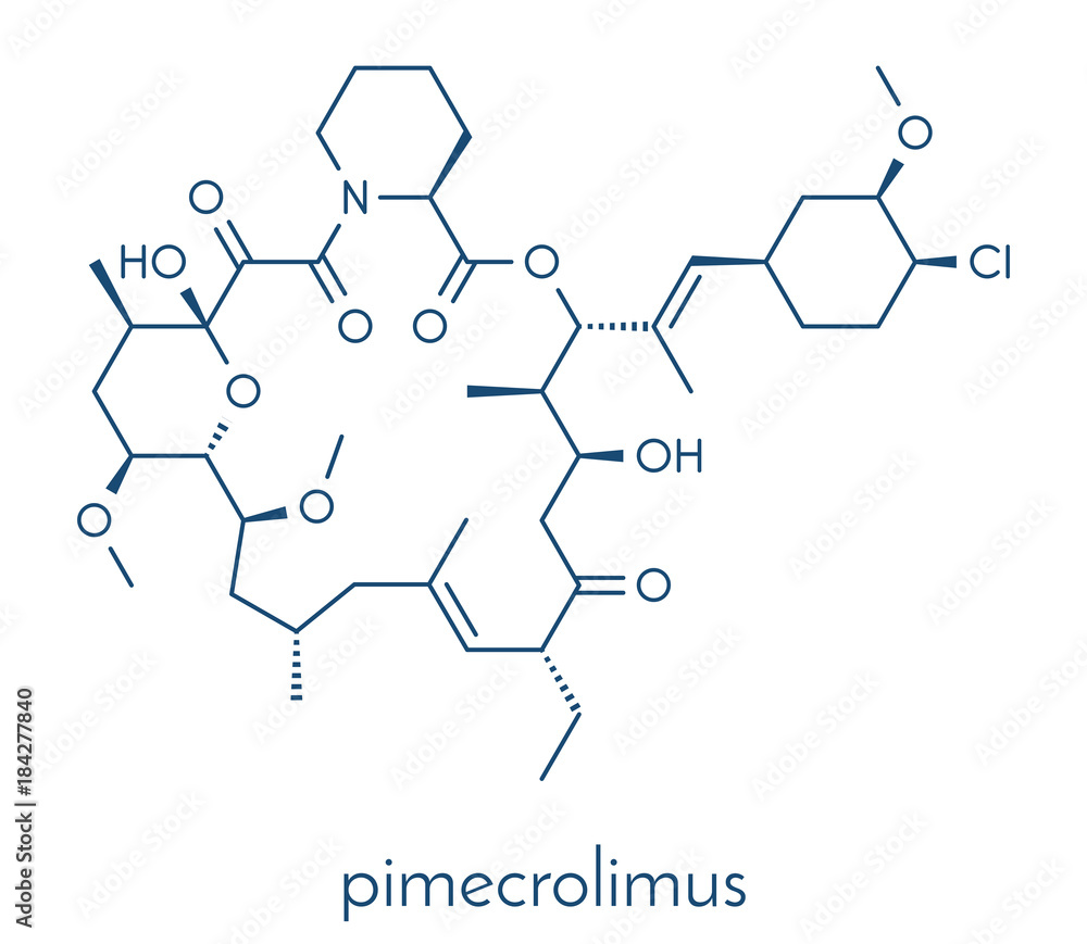 pimecrolimus eczema (atopic dermatitis) drug molecule. Skeletal formula ...