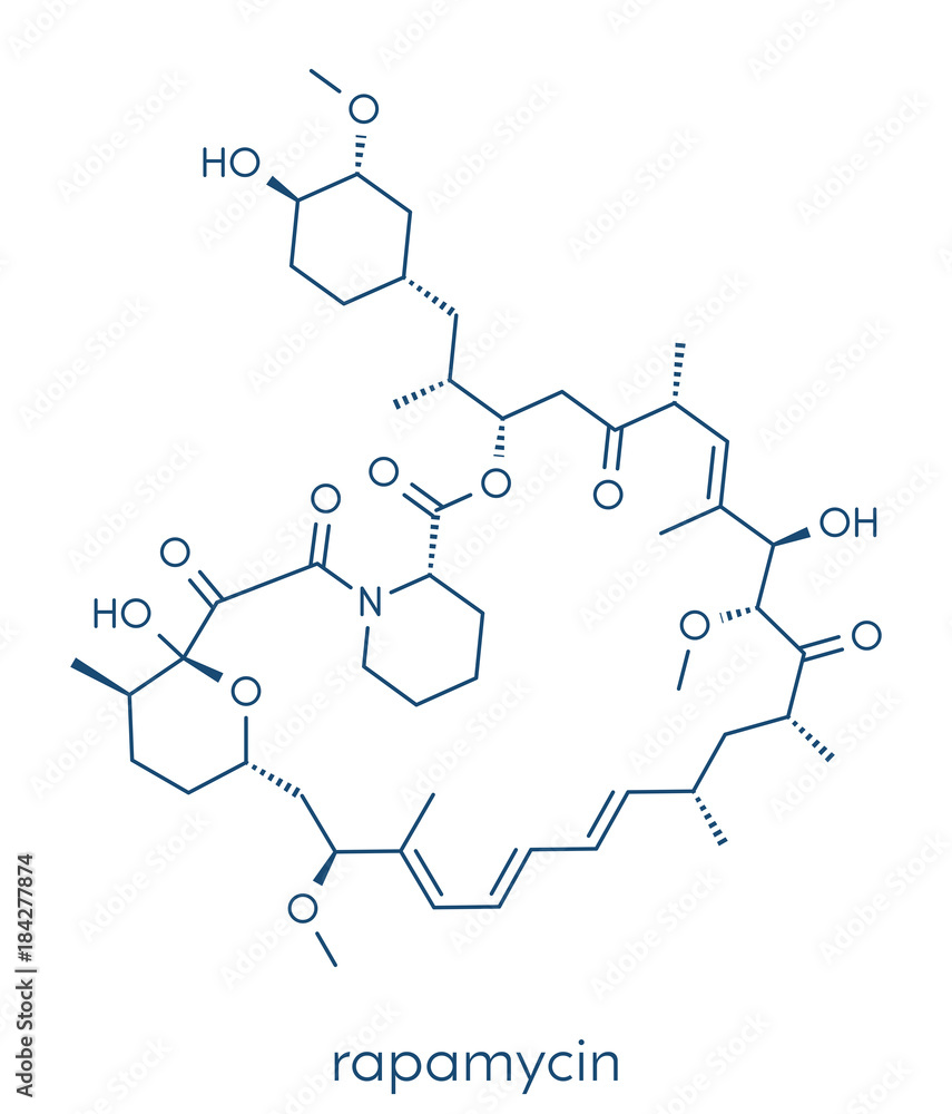 Rapamycin (sirolimus) immunosuppressive drug molecule. Used to prevent ...